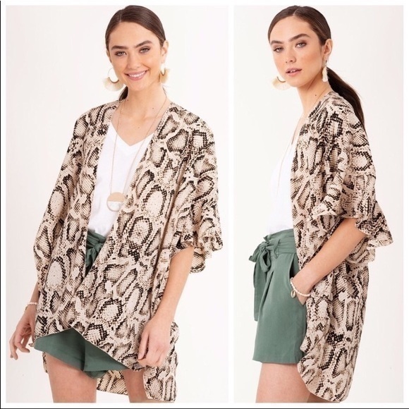 Jackets & Coats | Python Snakeskin Ruffle Sleeve Kimonoos | Poshmark